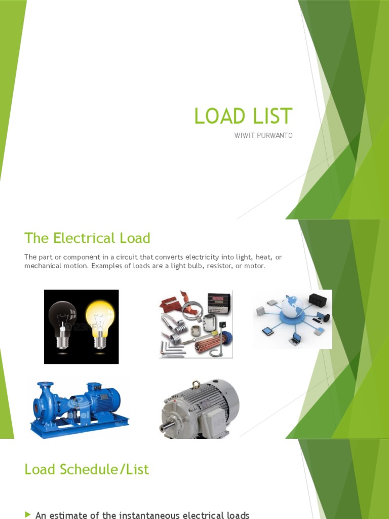 Load List Calculation | PDF | Electric Power System | Force