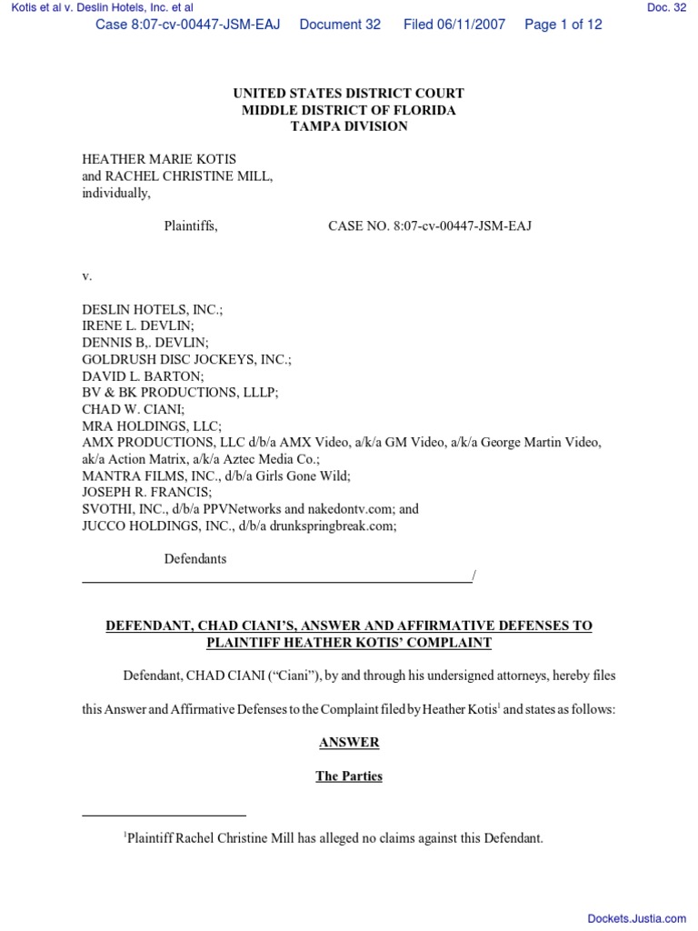 Kotis Et Al v. Deslin Hotels, Inc. Et Al - Document No. 32 | PDF ...