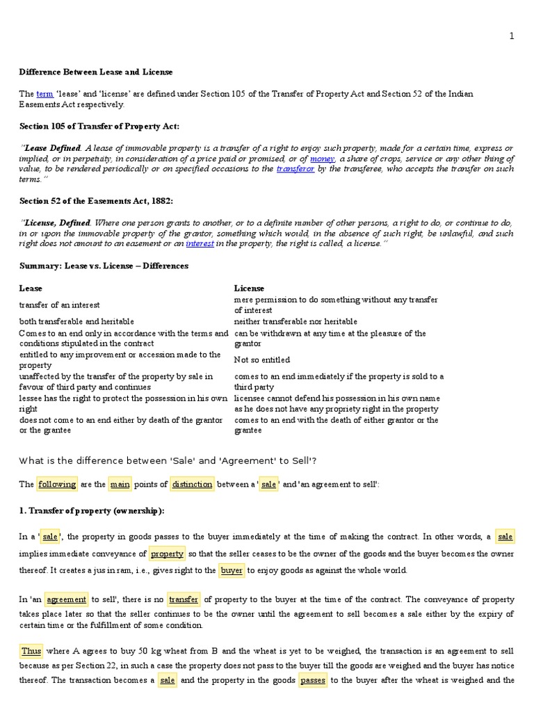 Lease vs. License Explained | PDF | Conveyancing | Lease