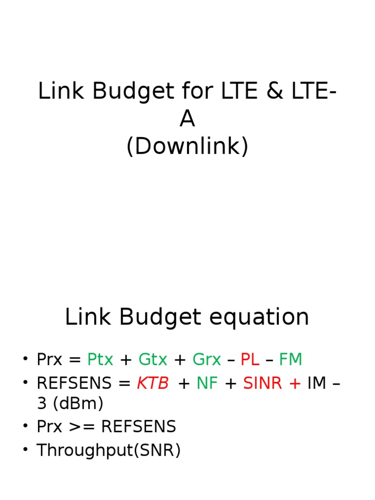 LTE Link Budget Analysis | PDF | Lte Advanced | Lte (Telecommunication)