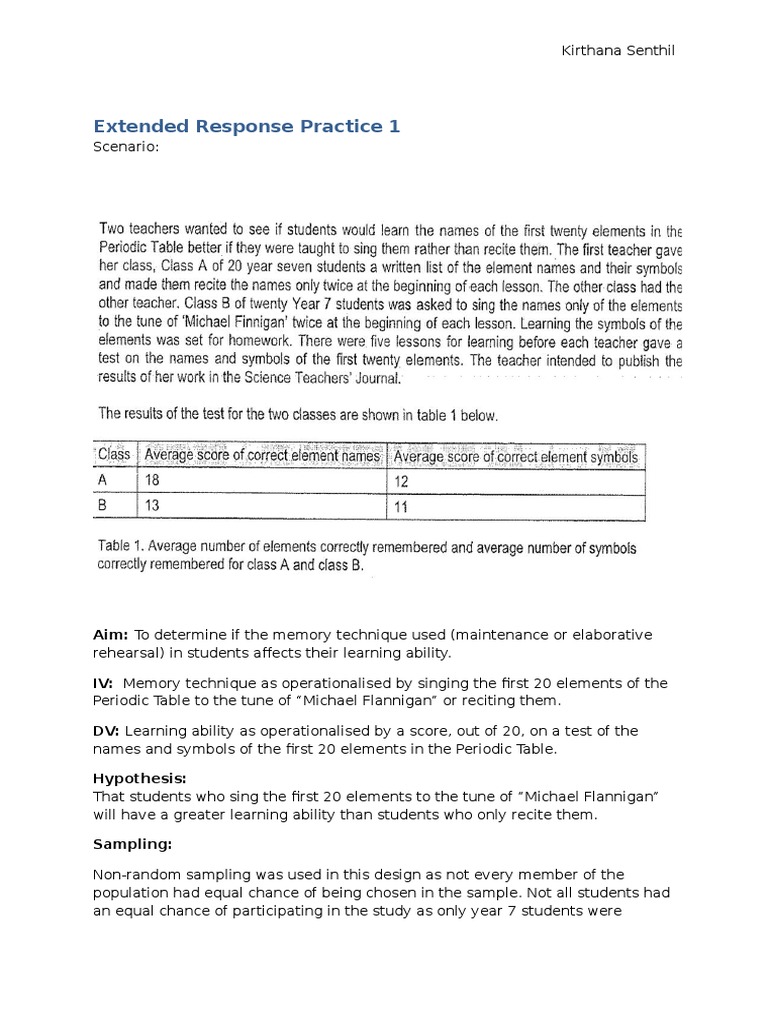 VCE Psychology Sample Extended Response | PDF | Experiment | P Value