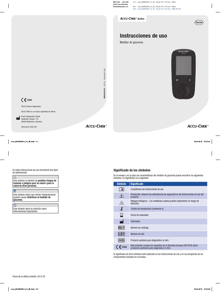 Manual de Equipo Accu-Chek Active Generacion 4 | PDF | USB | Medición