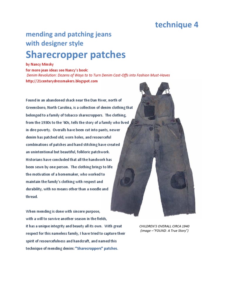 How To Mend and Patch Your Jeans With Style: Sharecropper Patches | PDF ...