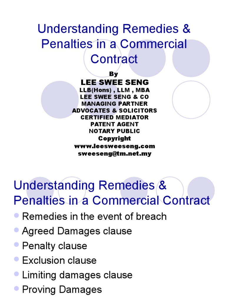 Penalties Commercial Contract | PDF | Damages | Breach Of Contract