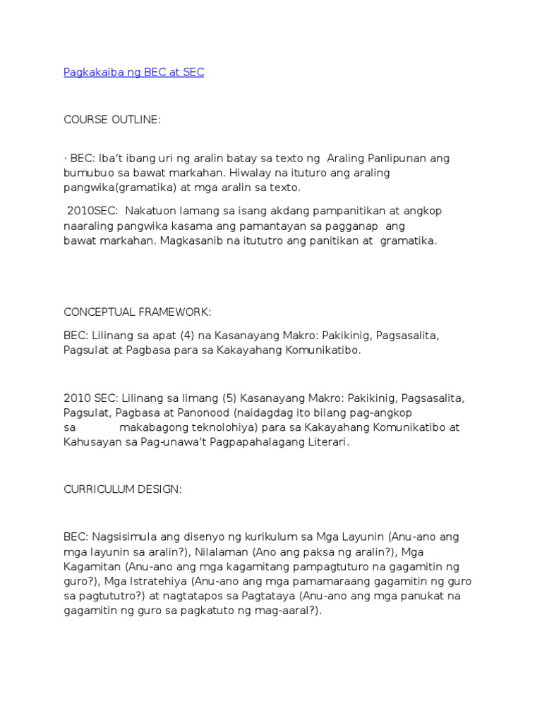 Pagkakaiba NG BEC at SEC | PDF