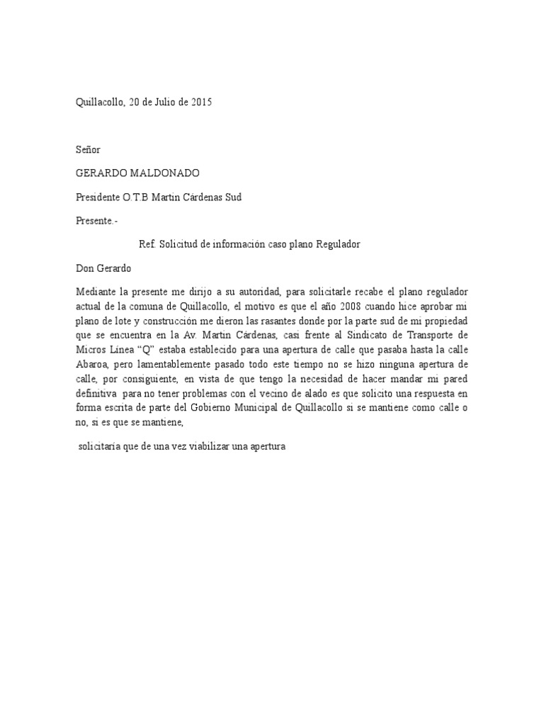 Carta A Otb | PDF | Hogar y jardín
