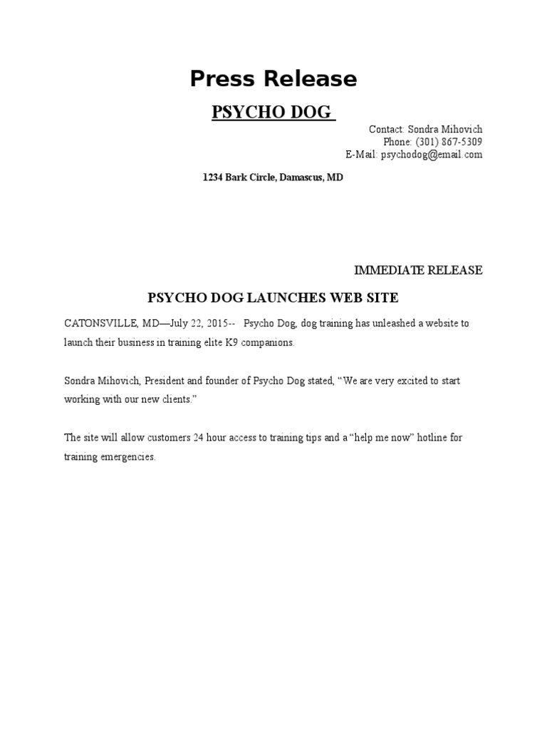 Psycho Dog Launches New Training Website | PDF | Business