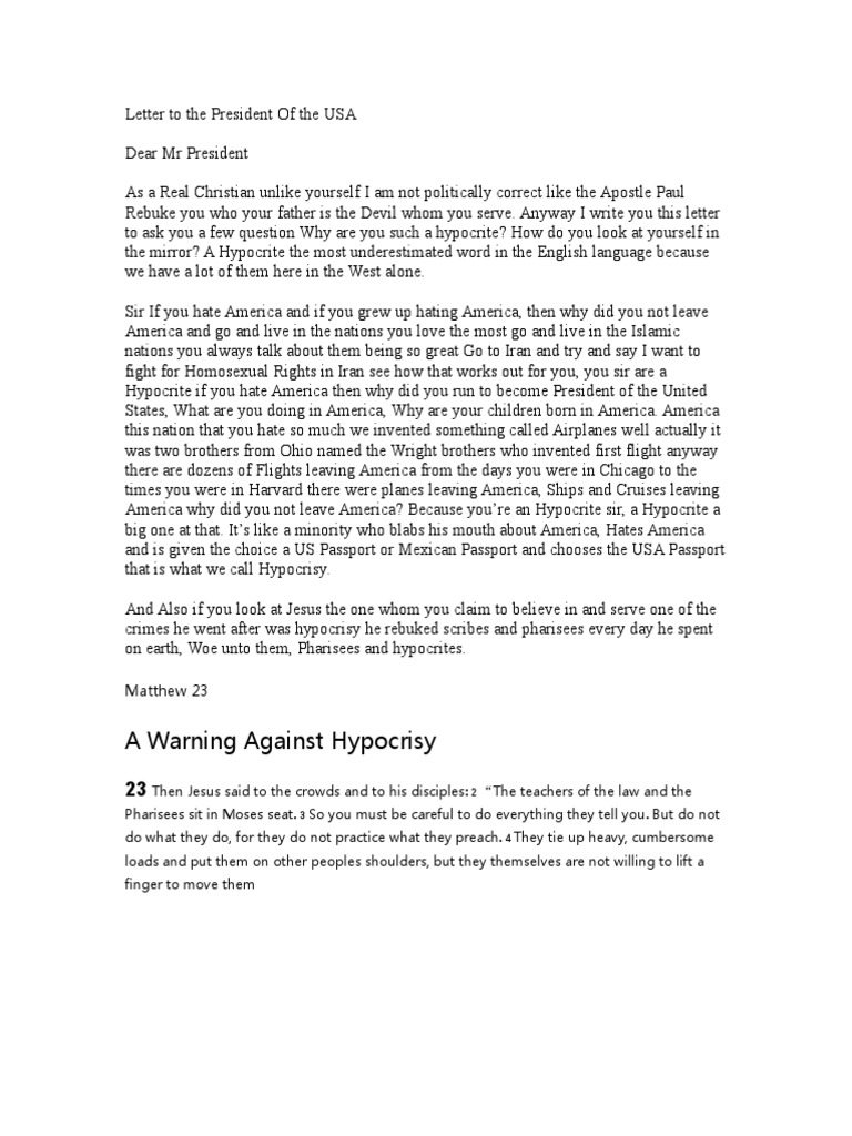 Letter To The President of The USA | PDF | Politics (General ...