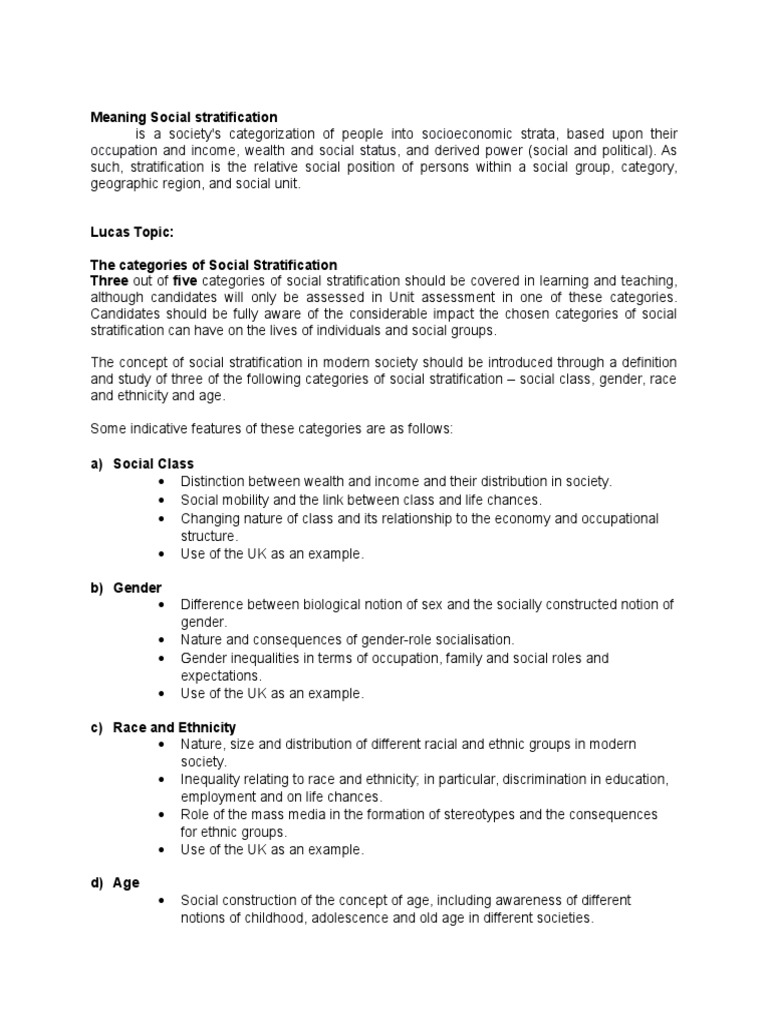 An Analysis of Key Concepts Related to Social Stratification | PDF ...