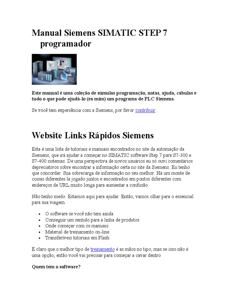 Manual Siemens SIMATIC STEP 7 Programador | PDF | Janela (informática ...