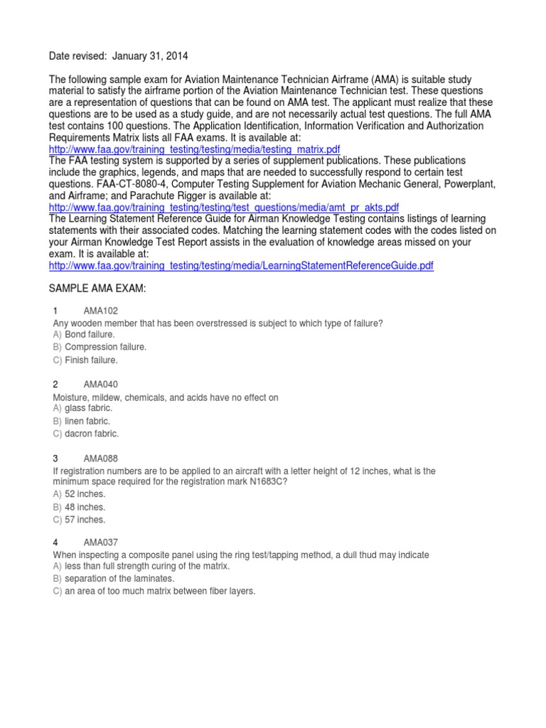 AMA Sample Exam | PDF | Tire | Rivet