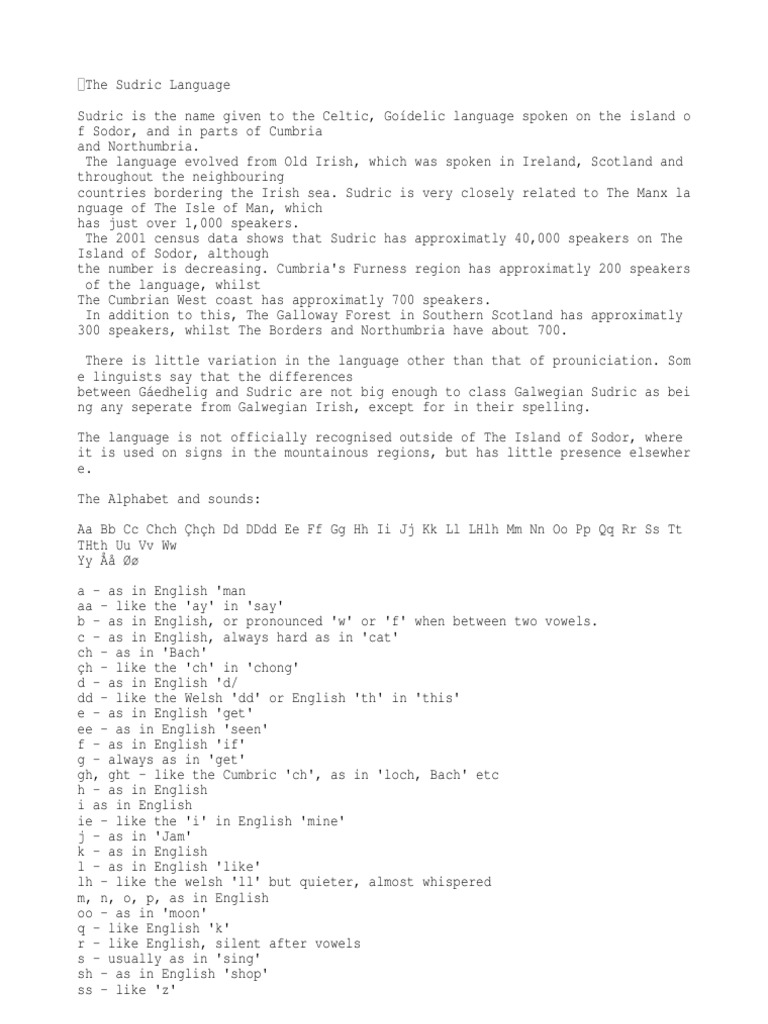 Sudric Language Overview and Basics | PDF | Languages | Language Arts ...