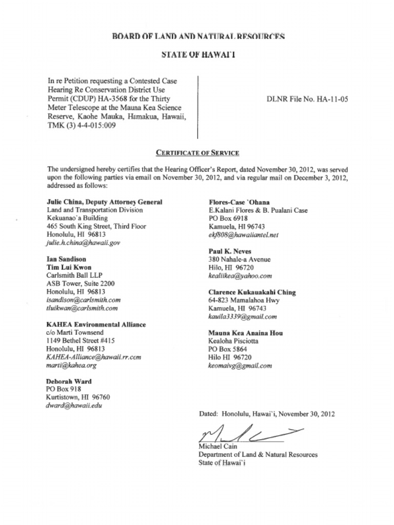 2012 Hearing Officers Report Pdf Observatory Science