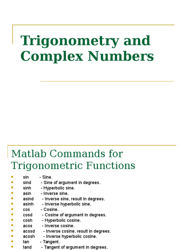 Trigonometry and Complex Numbers | PDF | Trigonometric Functions ...