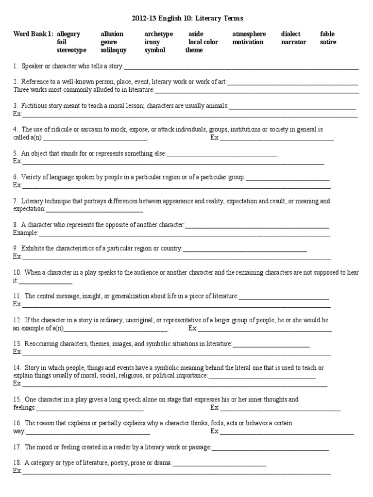 2013 Literary Devices | PDF | Plot (Narrative) | Narration