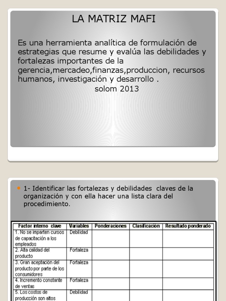 Definición y Uso de la Matriz MAFI | PDF