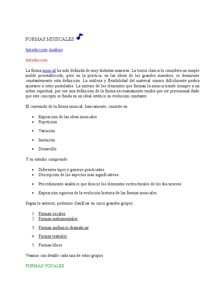 Formas Musicales | PDF | Sonata | Formas musicales