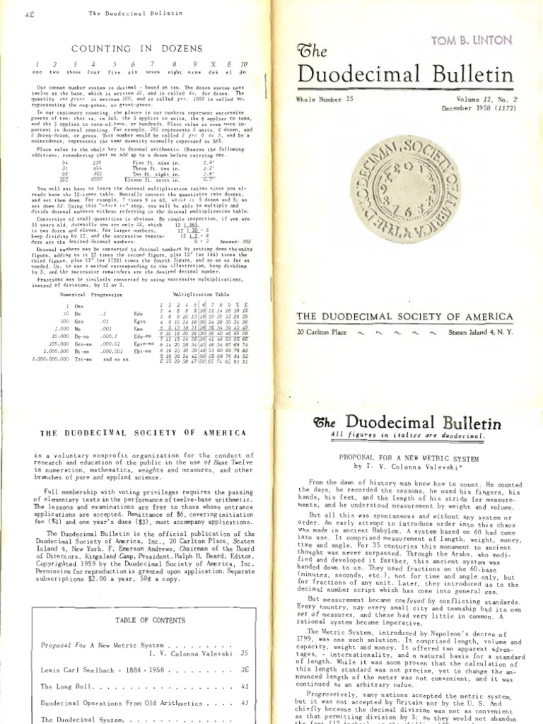 The Duodecimal Bulletin | PDF