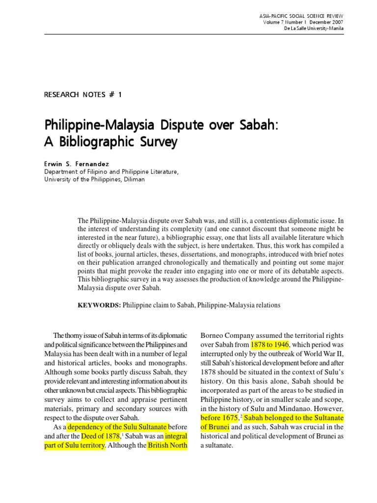 Philippine Claim To Sabah | PDF | Malaysia | Philippines