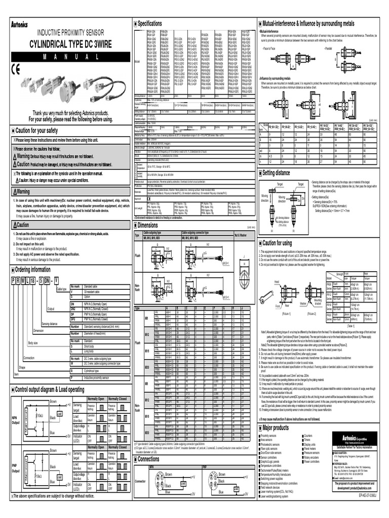 Inductive proximity sensor specifications guide | PDF | Electric ...
