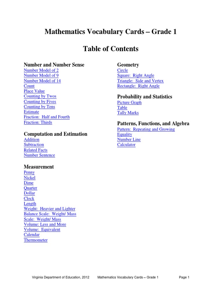 Math Vocab Cards 1 | PDF | Mass | Fahrenheit