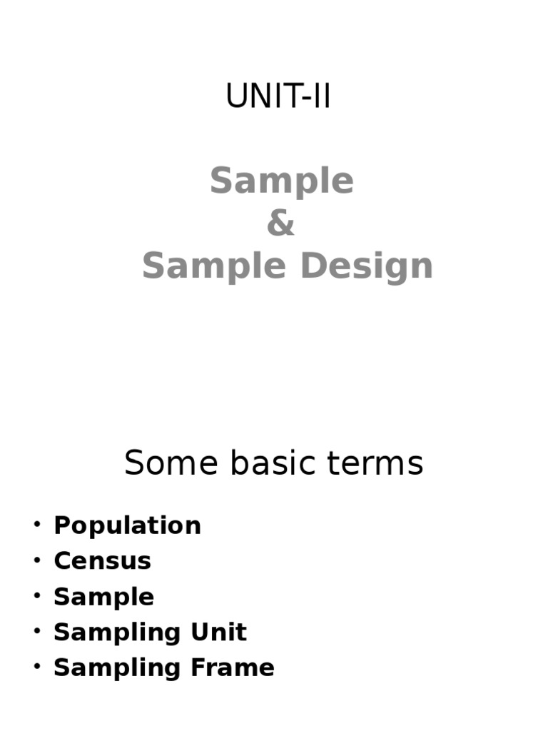 Unit-Ii: Sample & Sample Design | PDF | Stratified Sampling | Sampling ...