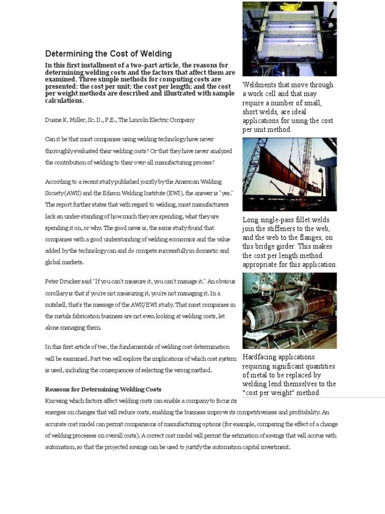 Welding Cost Calculation Methods | PDF | Welding | Construction