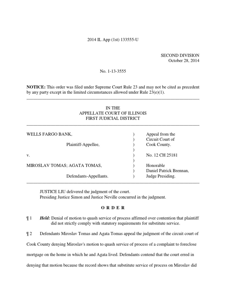 Appeal Motion To Quash Service State Illinois 1133555 - R23 | PDF ...