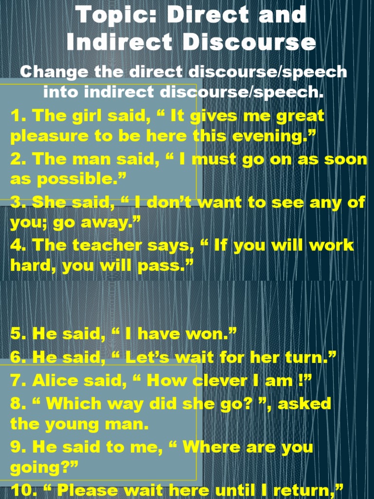 Direct and Indirect Discourse | PDF