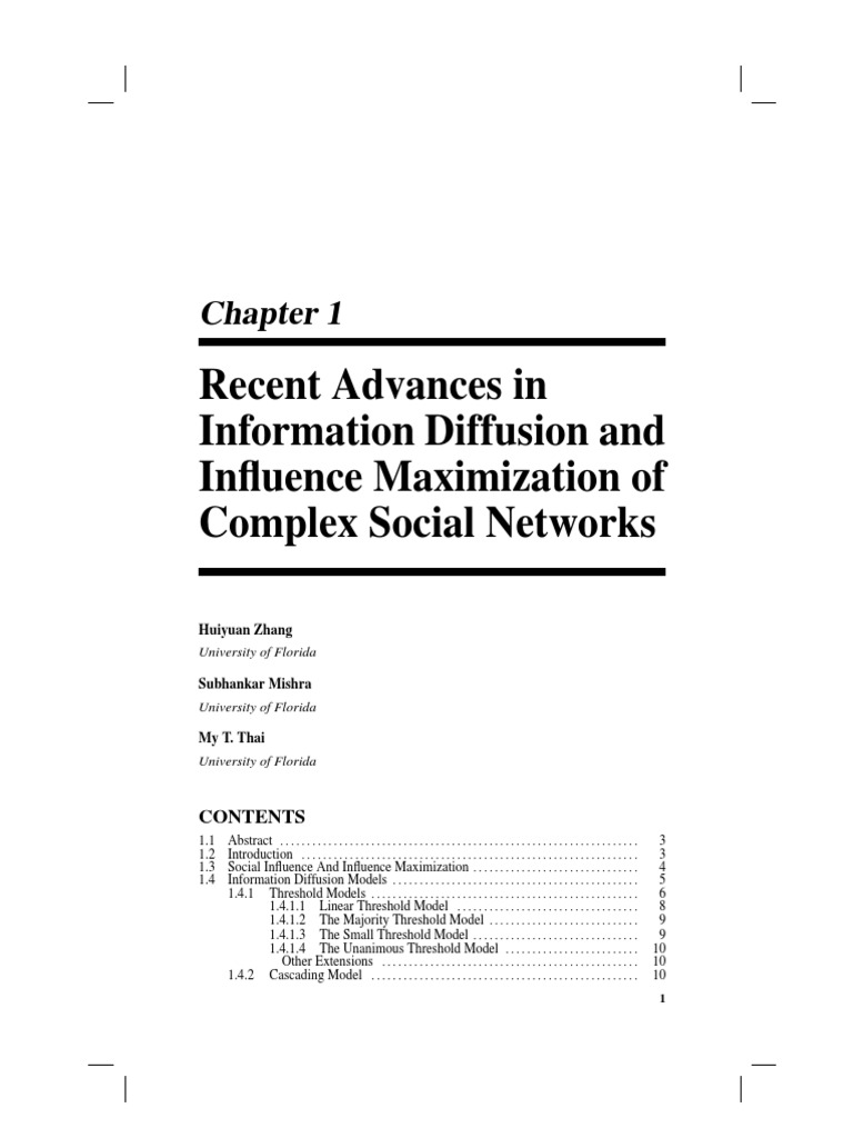 Recent Advances in Information Diffusion and Influence Maximization of Complex Social Networks ...