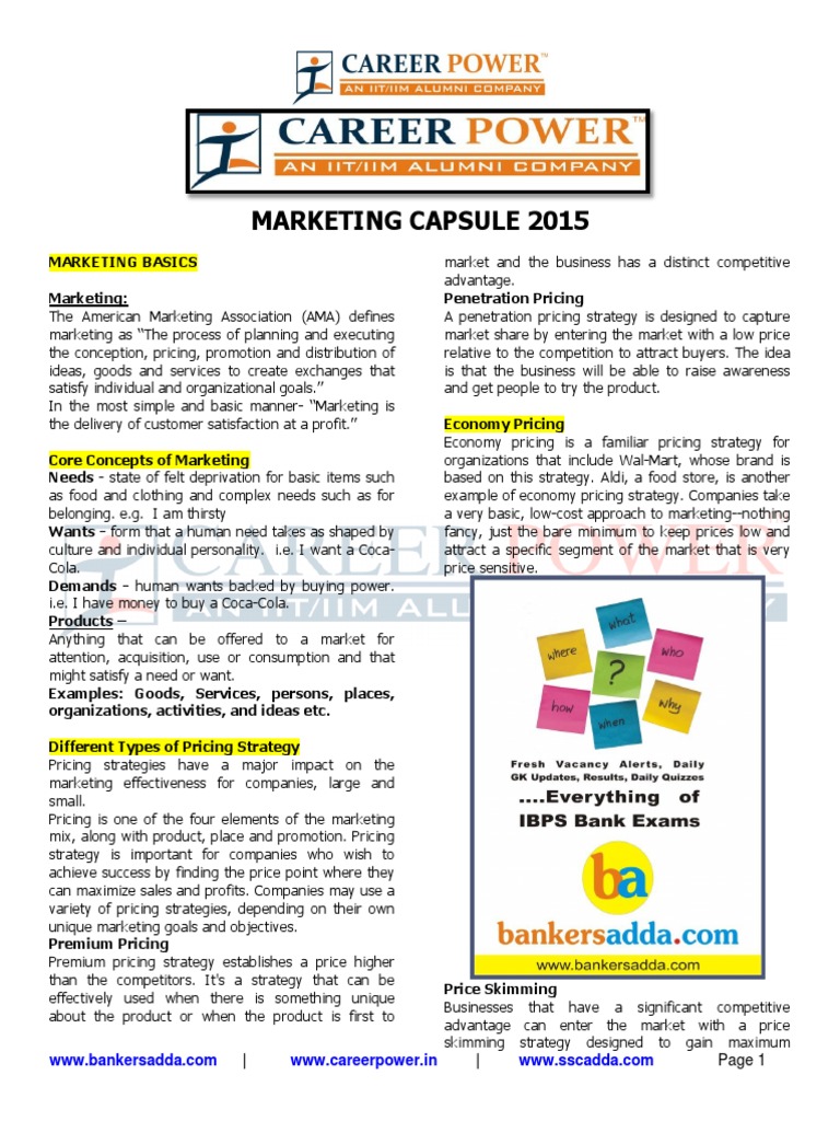Marketing Capsule 2015 | PDF | Sales | Marketing