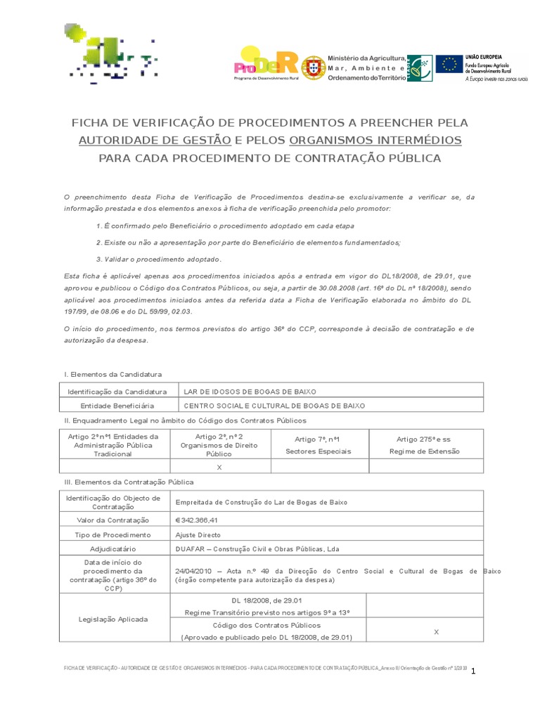 PA54 - Anexo II - Check-List - AG e OI - Ficha de Verificacao - CCP ...