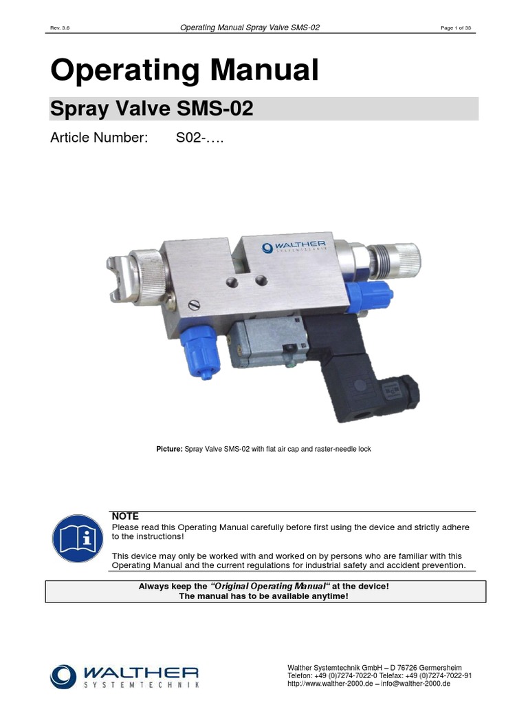 Eng Operating Manual SMS-02 | PDF | Valve | Screw