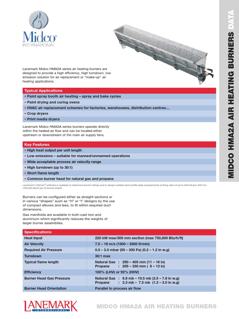 Midco-DB Duct Burner | PDF | Duct (Flow) | Natural Gas