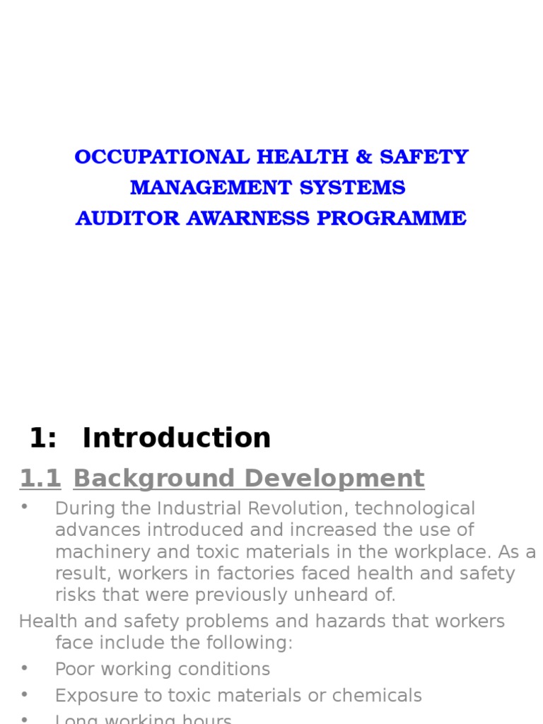 OHSAS Awareness Programme | PDF | Occupational Safety And Health ...