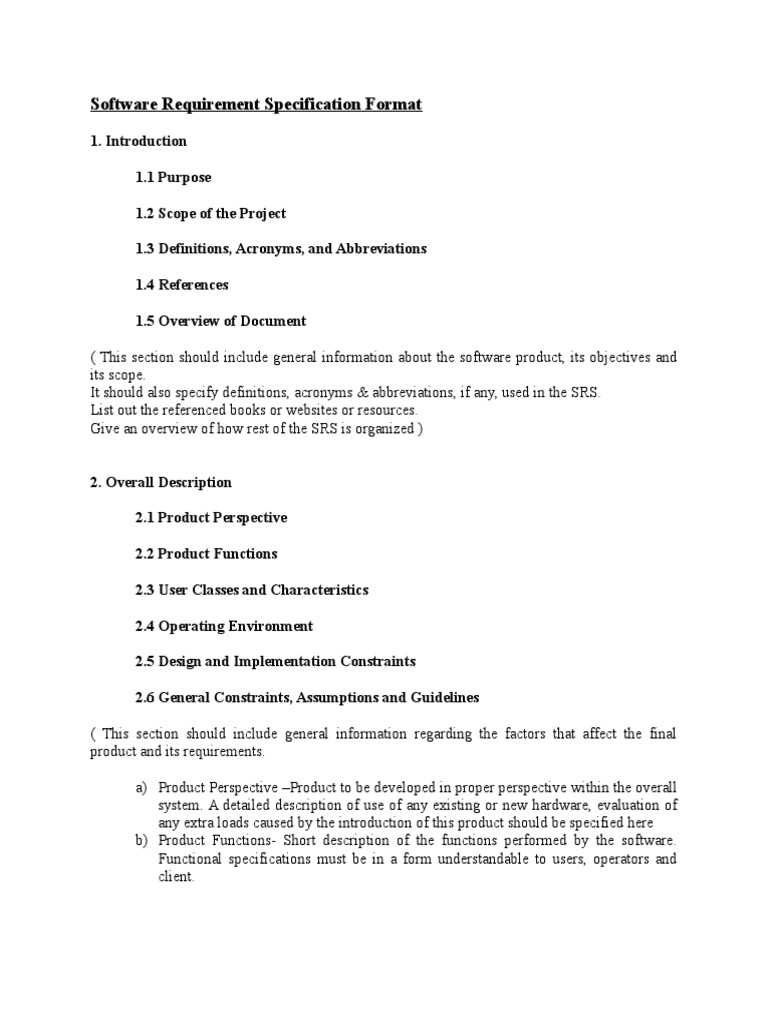 Software Requirement Specification Format | PDF | Input/Output | User Interface