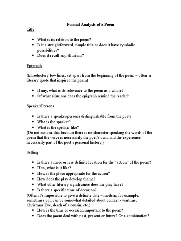 Formal Analysis of A Poem | Poetry | Semiotics