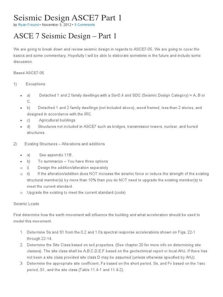 ASCE 7 Seismic Design - Part 1 | PDF | Wind Speed | Wound