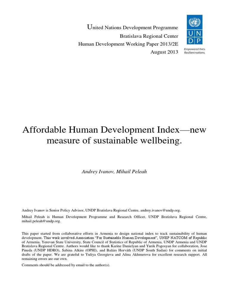 HDWP 2013-2E. Affordable Human Development Index | PDF | Human ...