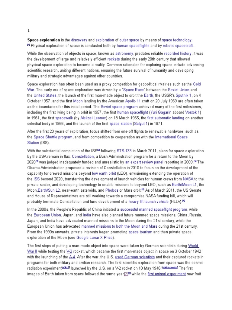 Space Exploration Is The: Which? Citation Needed | PDF | International ...