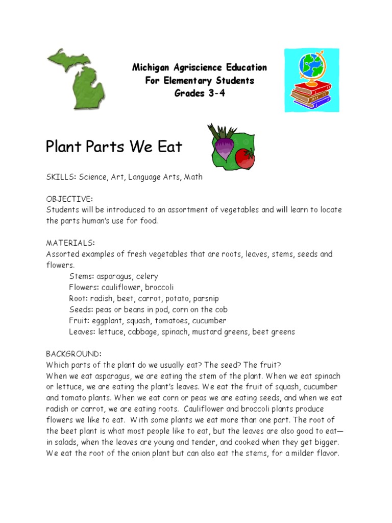 Plant Parts We Eat: Michigan Agriscience Education For Elementary ...