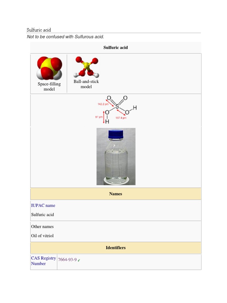 Sulfuric Acid Pdf Sulfuric Acid Sets Of Chemical Elements