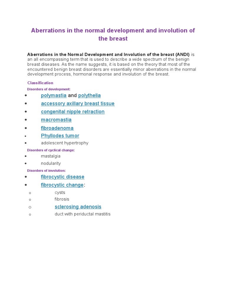 Aberrations in The Normal Development and Involution of The Breast | PDF