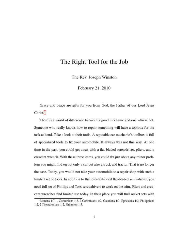 The Right Tool For The Job | PDF