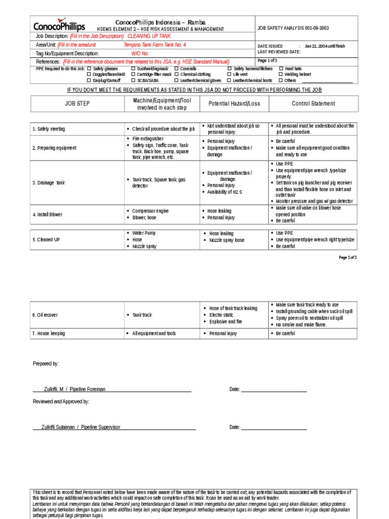 JSA Clean Up Tank-4 | Safety | Nature