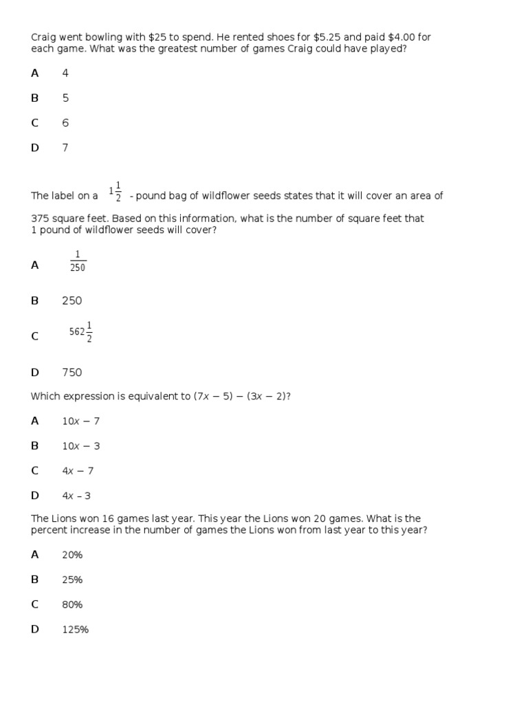 7th Grade Math Assessment PDF Payroll Economies
