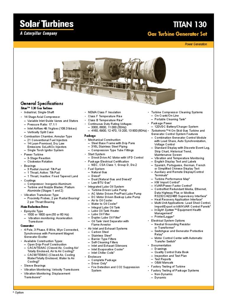 TITAN 130: Gas Turbine Generator Set | PDF | Gas Turbine | Gas Compressor