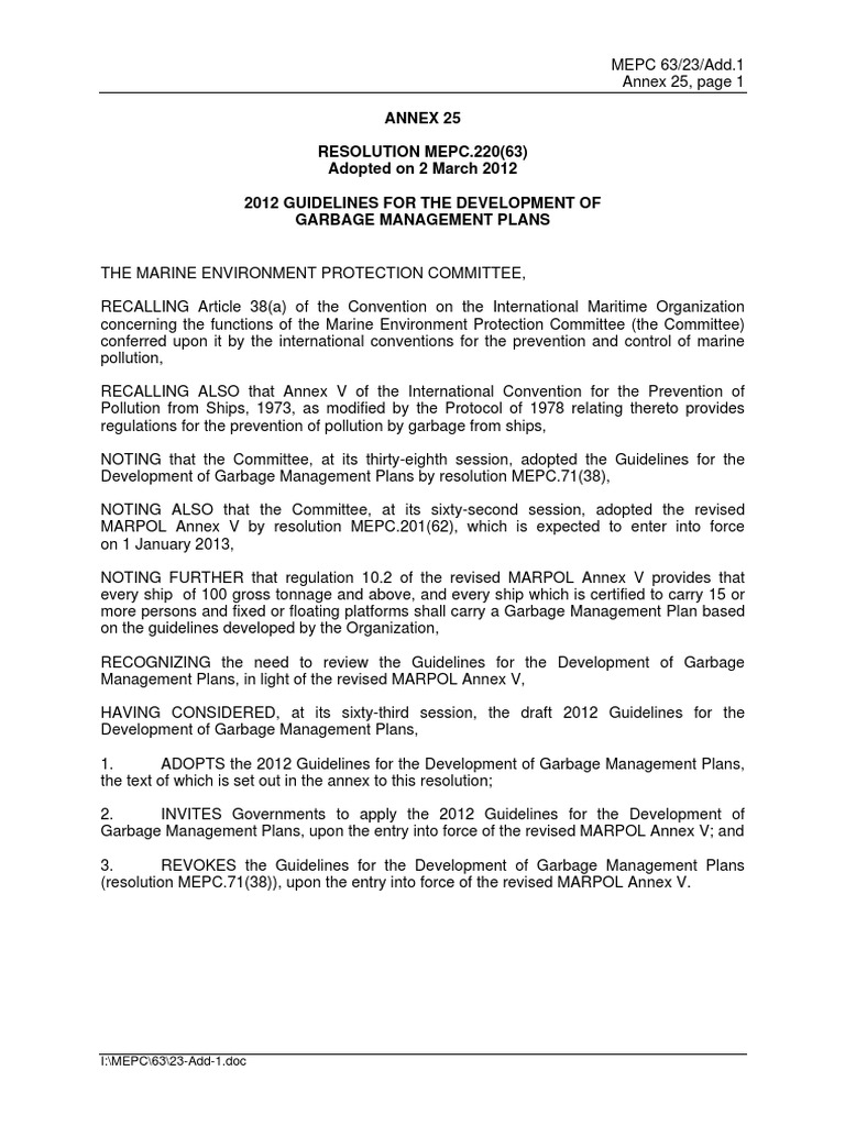 Annex 25 RESOLUTION MEPC.220 (63) Adopted On 2 March 2012 2012 ...