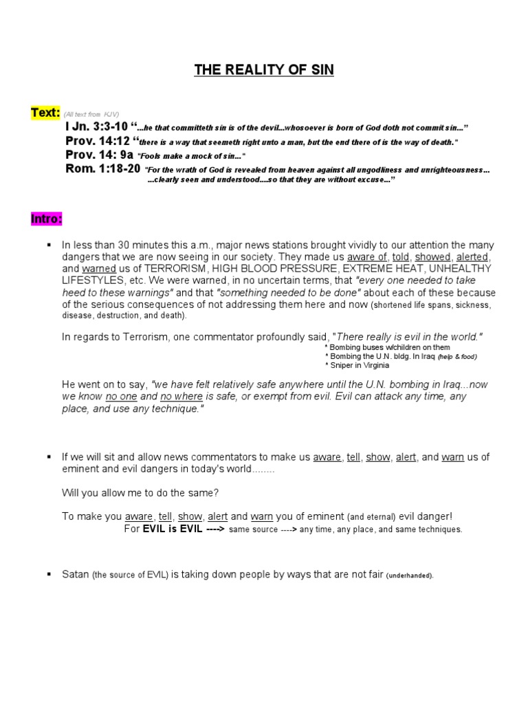 The Reality of Sin | PDF | Sin | Evil