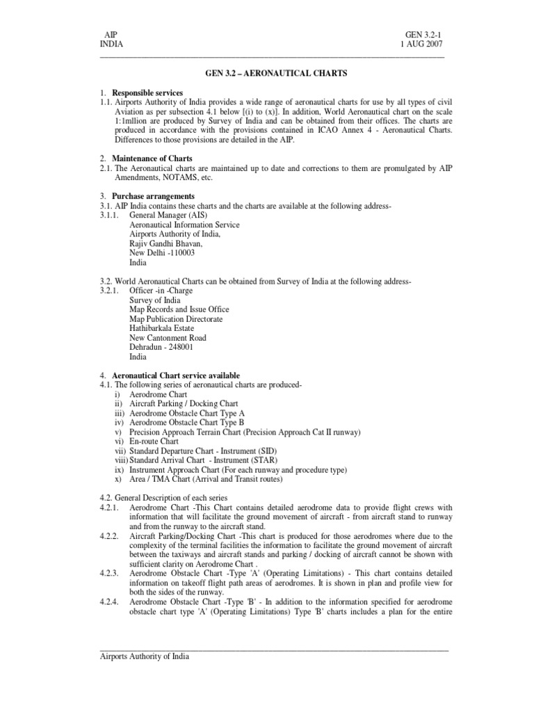 AIP INDIA GEN 3.2 - Aeronautical Charts | PDF | Aerodrome | Air Traffic ...